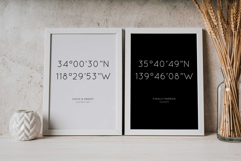 Minimalist Coordinates Print Custom GPS Coordinates Location - Etsy