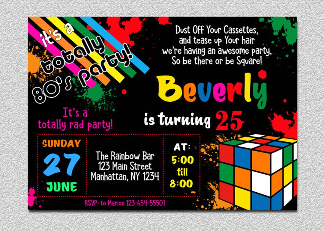 80s Themed Invitations, 80s Invitation, 80s Party, 80s Birthday ...