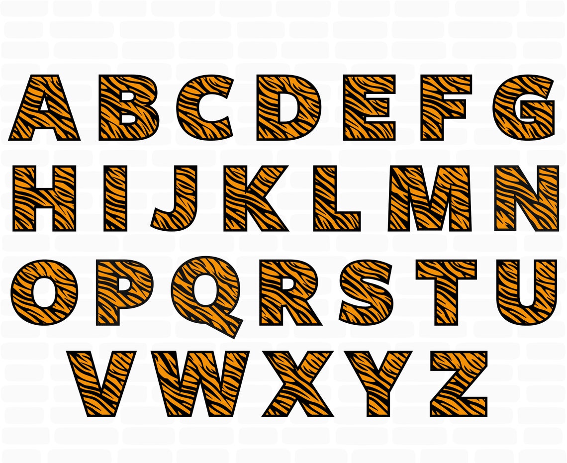 Tiger font svg Tiger alphabet svg Tiger numbers svg Animal | Etsy