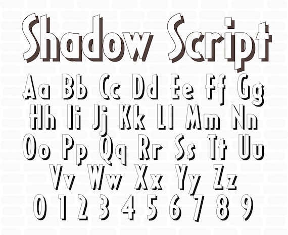 Shadow Font Svg File Alphabet Instant Download Script Shadow | Etsy