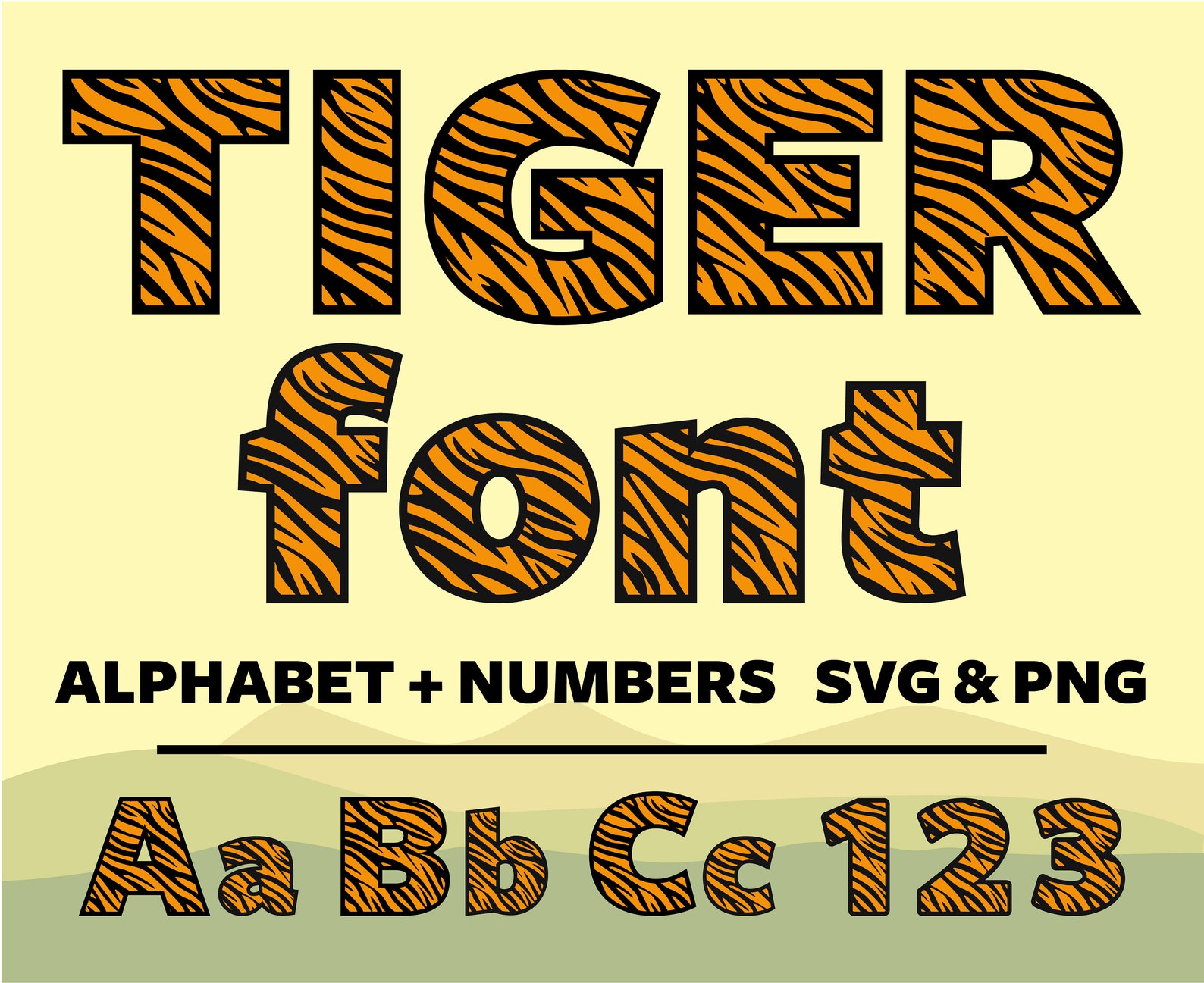 Tiger font svg Tiger alphabet svg Tiger numbers svg Animal | Etsy