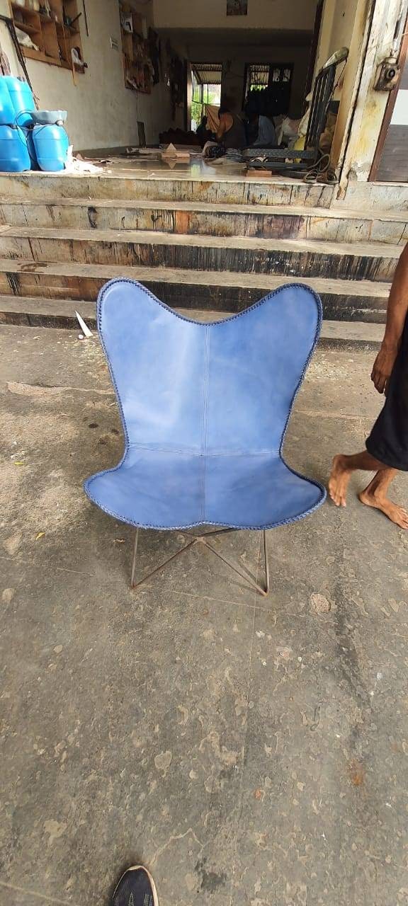 Red and Blue Butterfly Chair Canvas Leather Mixture Seat - Etsy