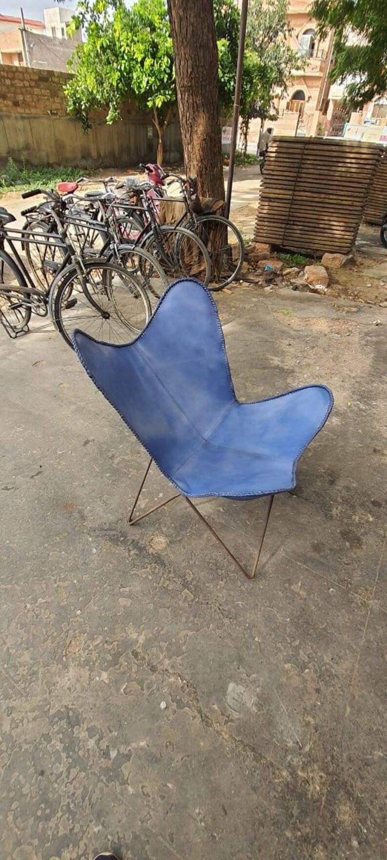 Red and Blue Butterfly Chair Canvas Leather Mixture Seat - Etsy
