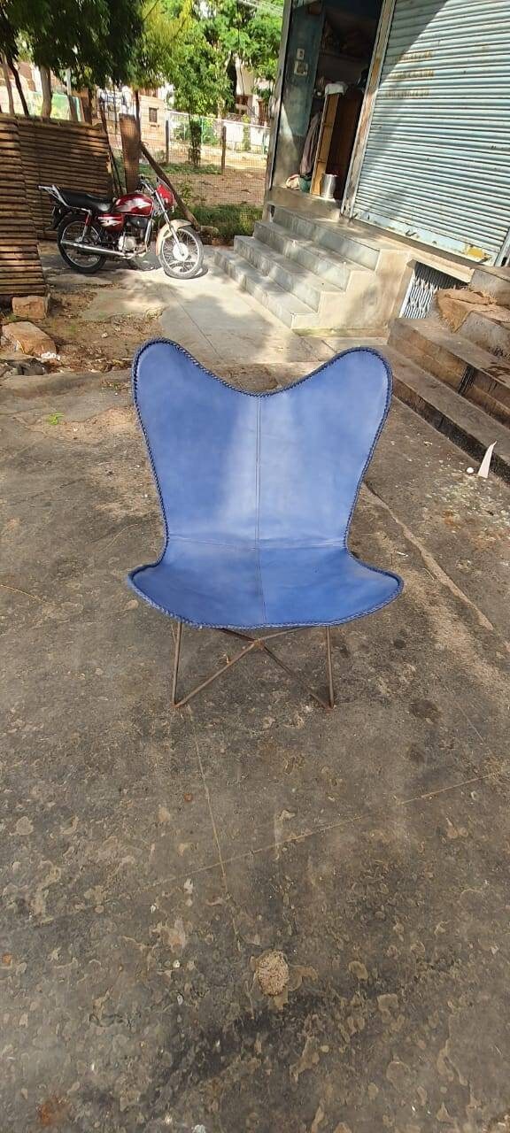 Red and Blue Butterfly Chair Canvas Leather Mixture Seat - Etsy