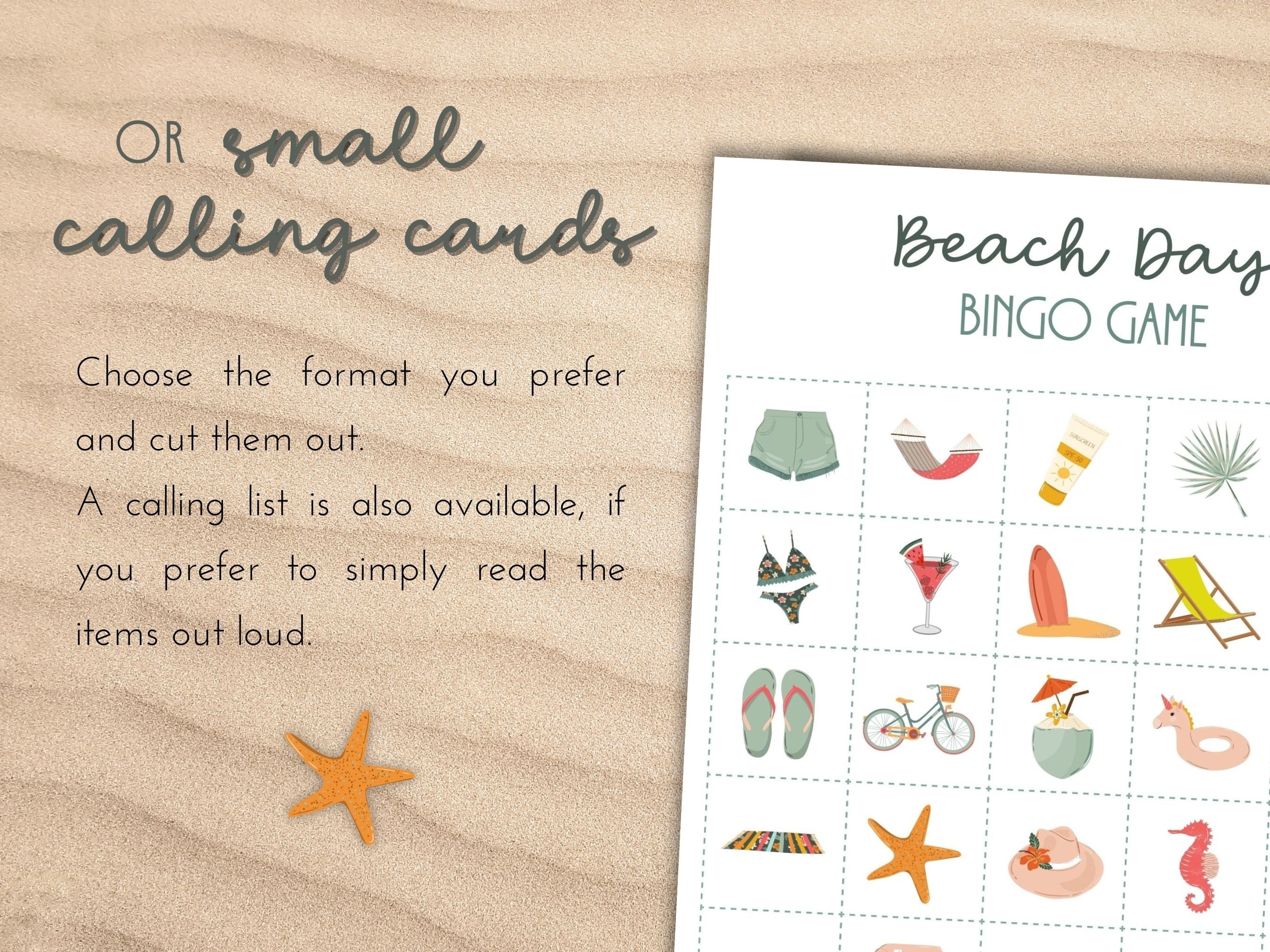 Summer Bingo Game, Instant Download, Bingo Game Printable, Summer Party ...