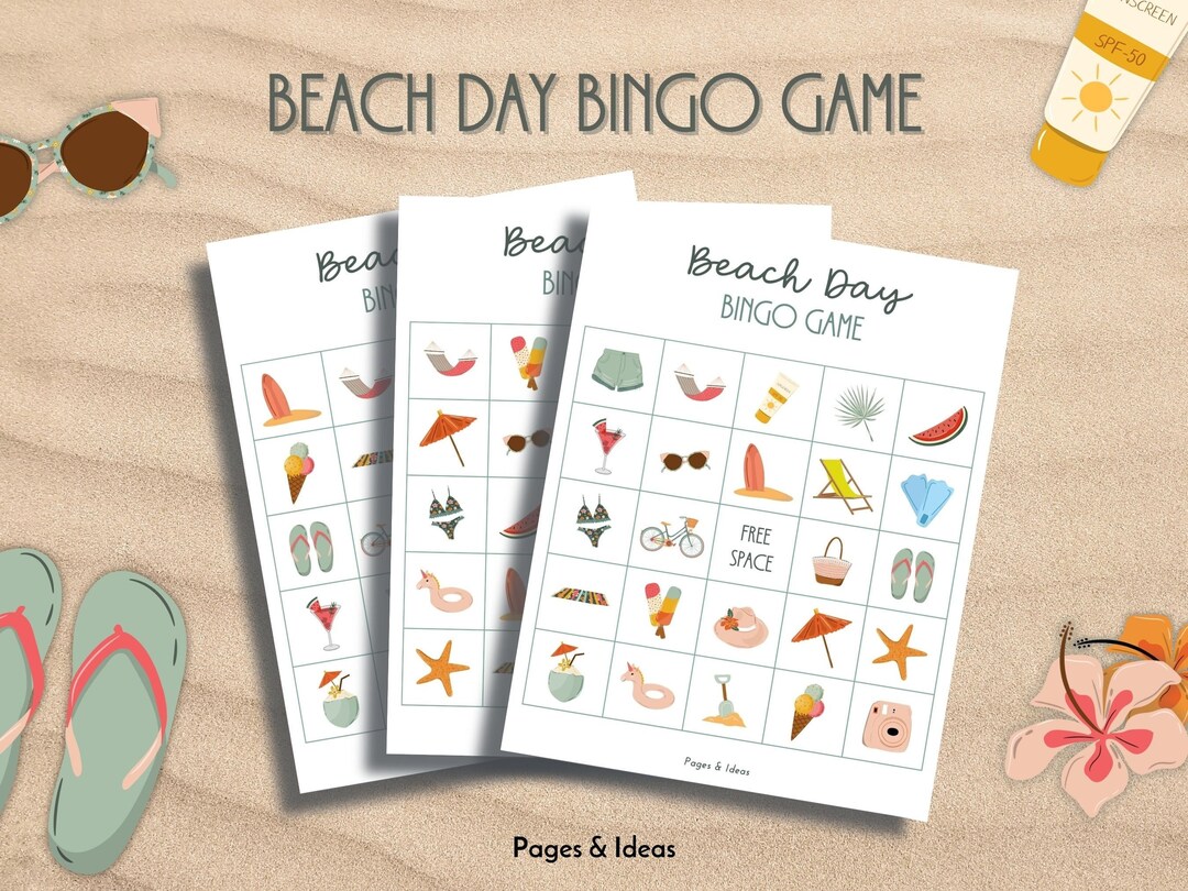 Summer Bingo Game, Instant Download, Bingo Game Printable, Summer Party ...