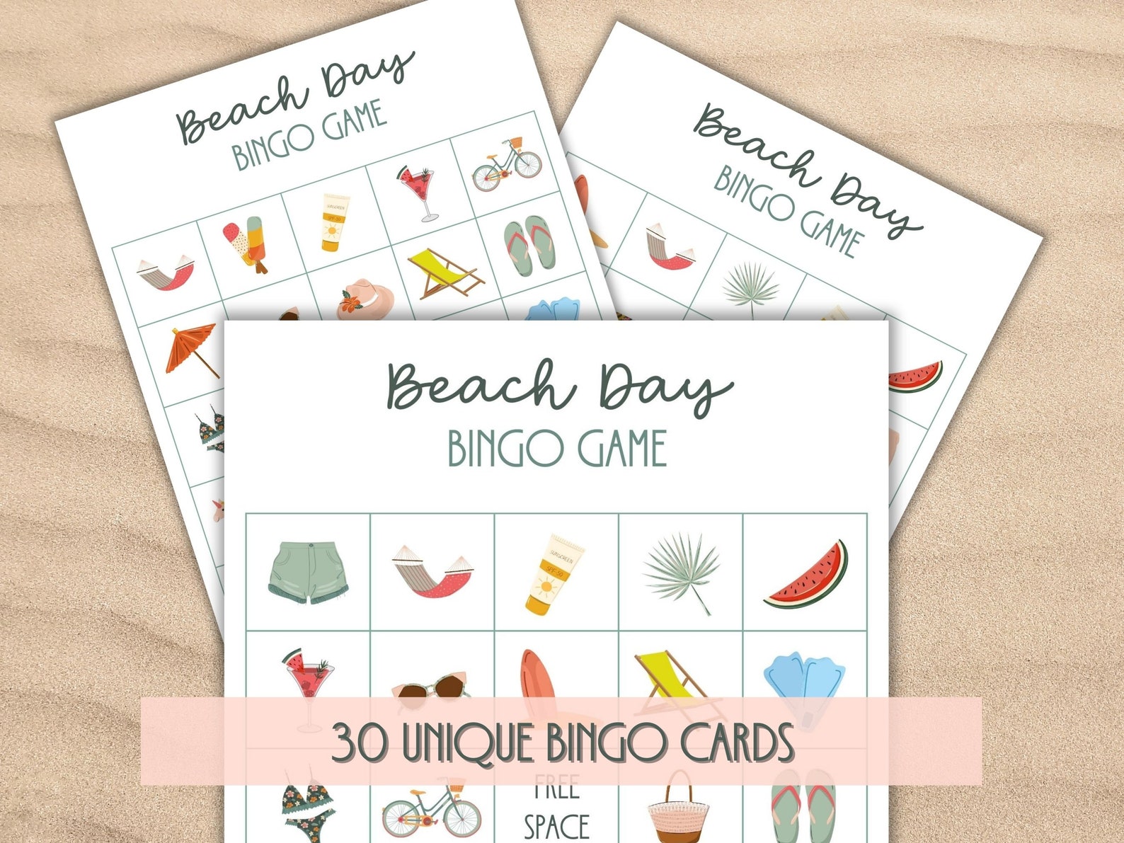 Summer Bingo Game, Instant Download, Bingo Game Printable, Summer Party ...