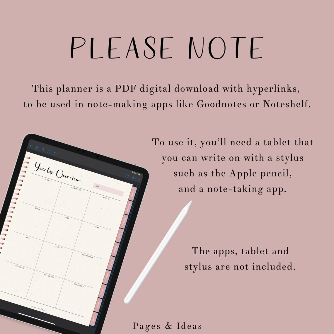 Pink Sparkle Digital Planner Undated Planner Goodnotes, Notability ...