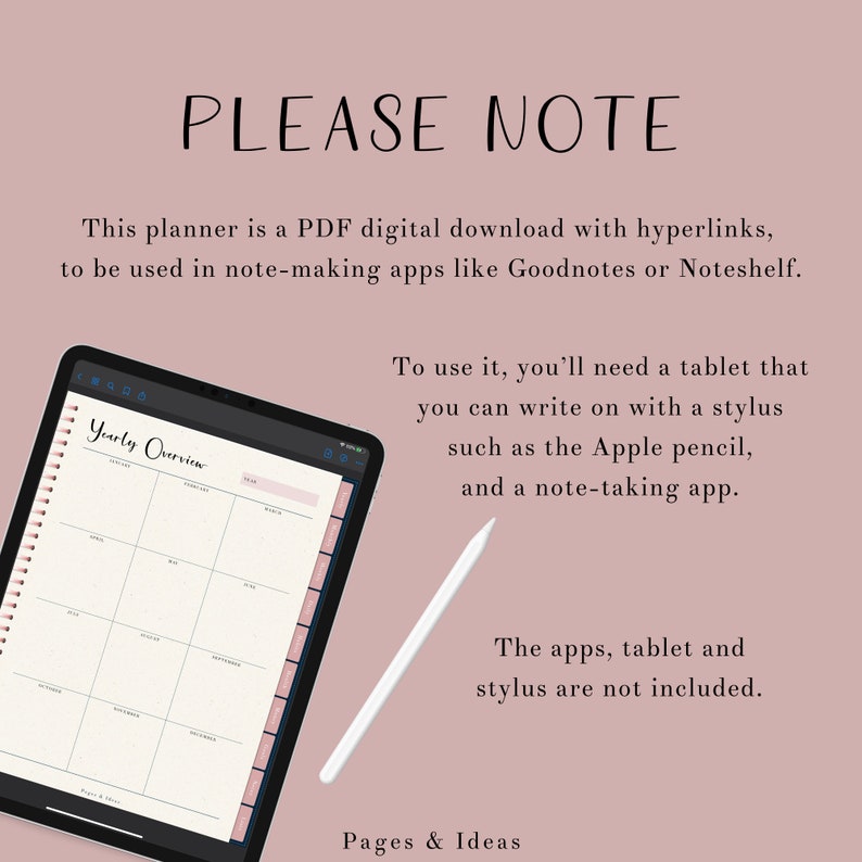 Pink Sparkle Digital Planner Undated Planner Goodnotes, Notability