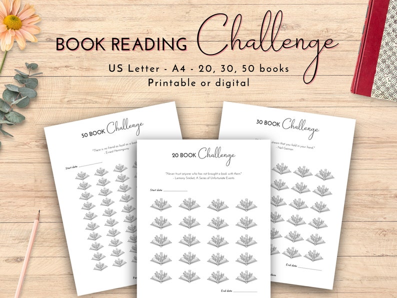 Book Reading Challenge, Printable Reading Challenge, Book Tracker, Book ...