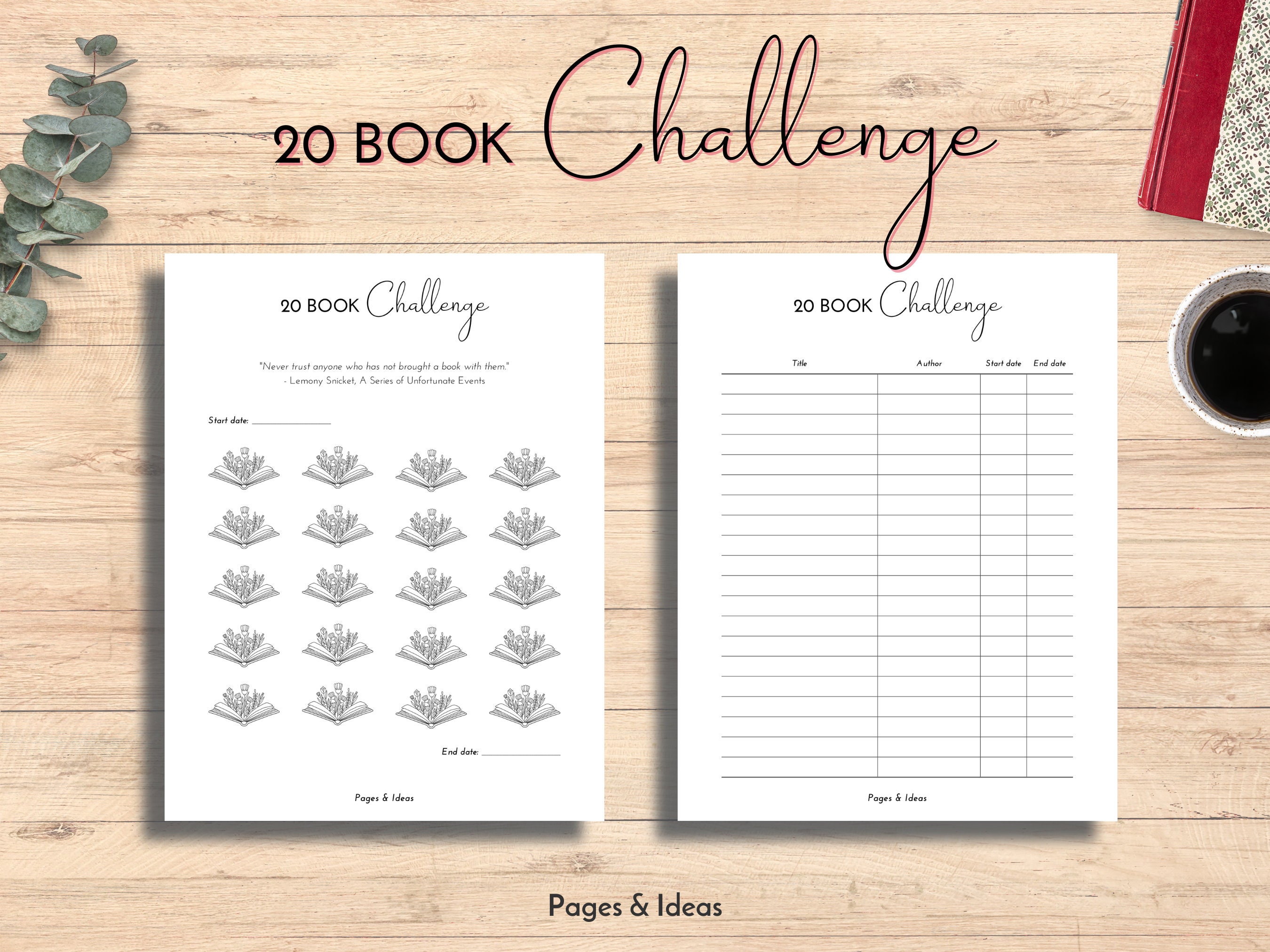 Book Reading Challenge, Printable Reading Challenge, Book Tracker, Book ...