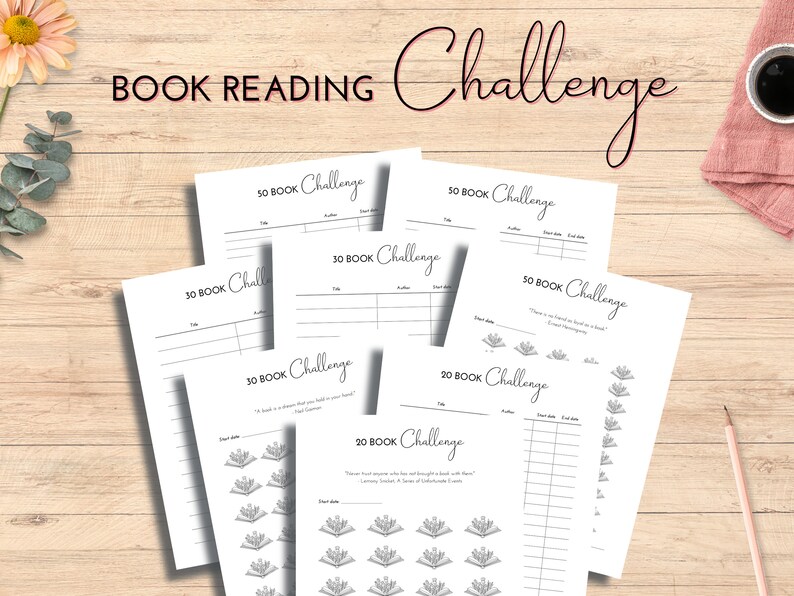 Book Reading Challenge, Printable Reading Challenge, Book Tracker, Book ...