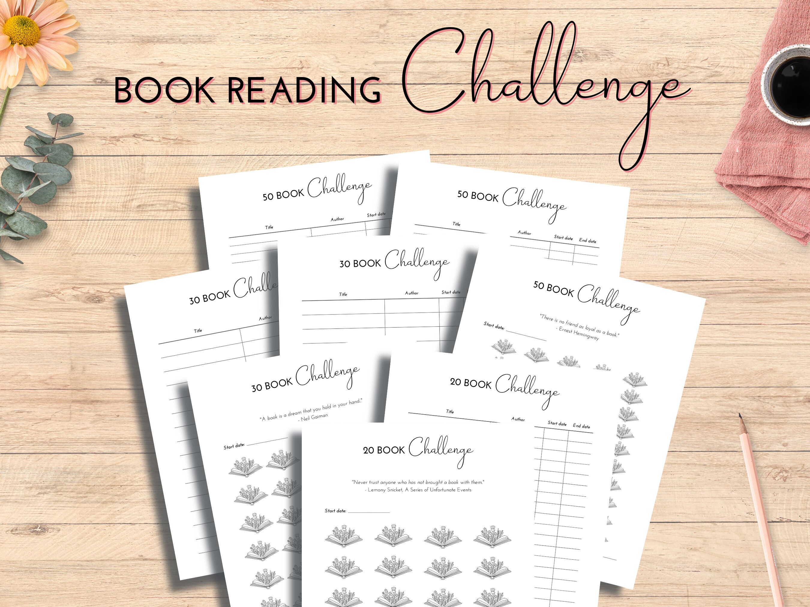 Book Reading Challenge, Printable Reading Challenge, Book Tracker, Book ...
