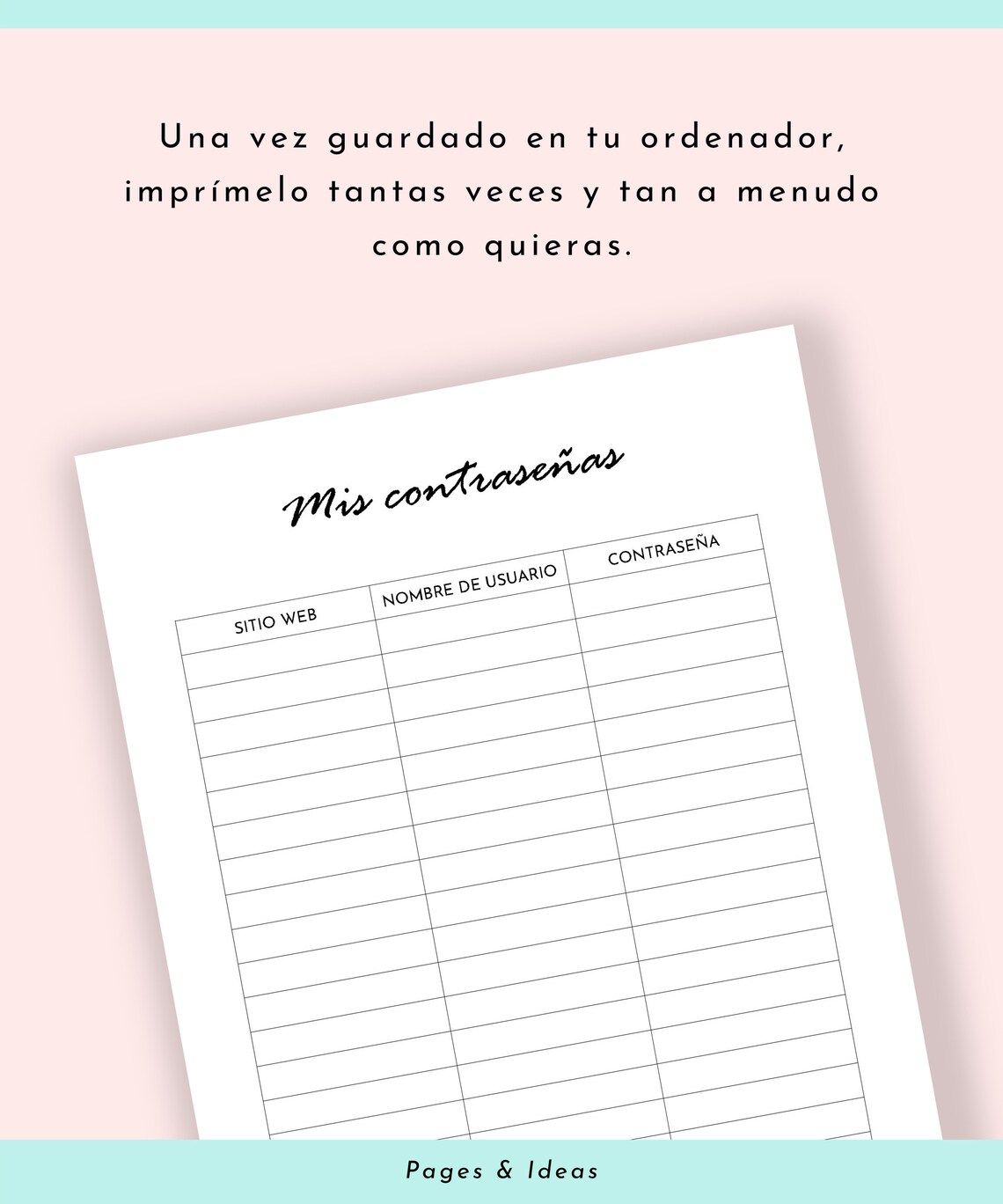 Minimalist Password Tracker | Printable PDF | A4 A5 US Letter ...