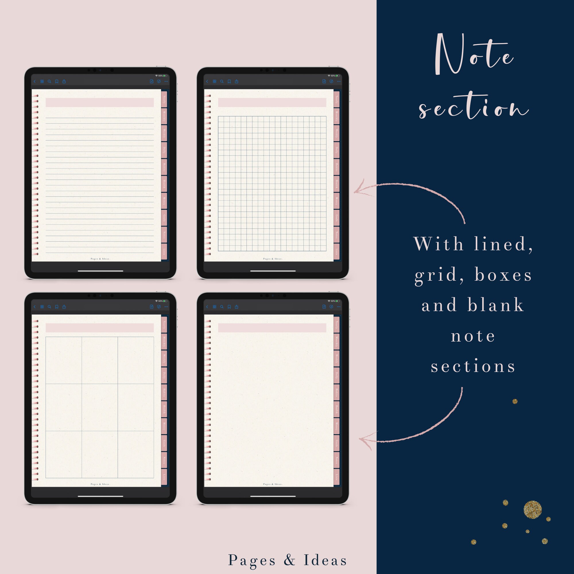 Pink Sparkle Digital Planner | Undated Planner | Goodnotes, Notability ...