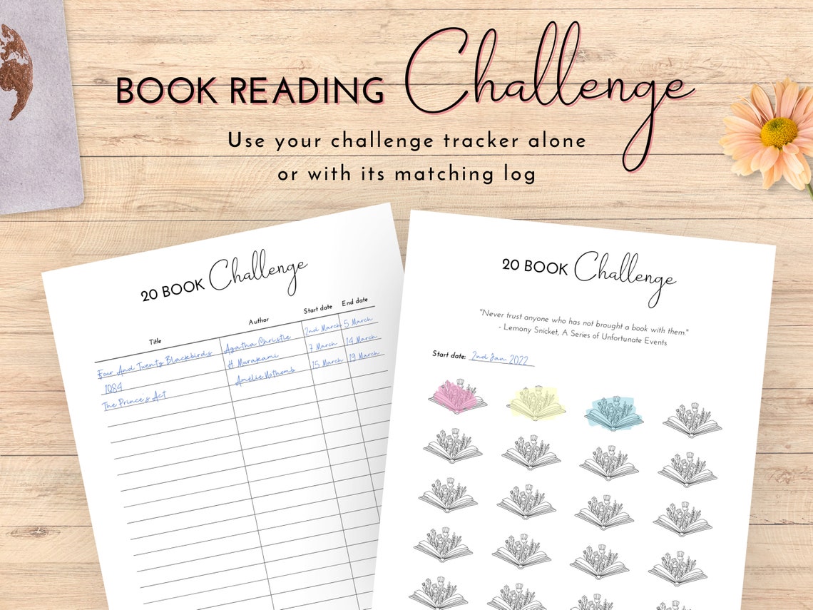 Book Reading Challenge, Printable Reading Challenge, Book Tracker, Book ...