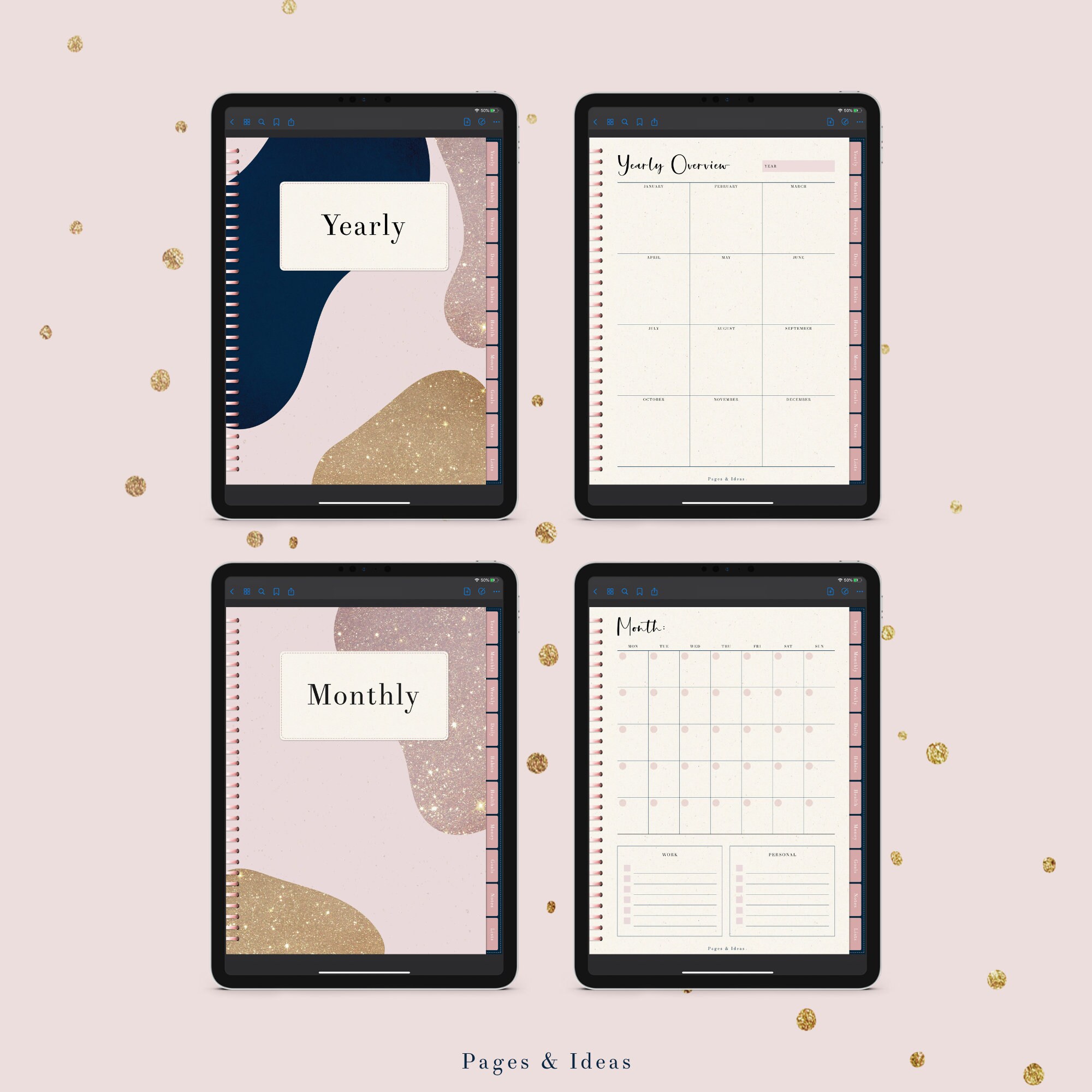 Pink Sparkle Digital Planner | Undated Planner | Goodnotes, Notability ...