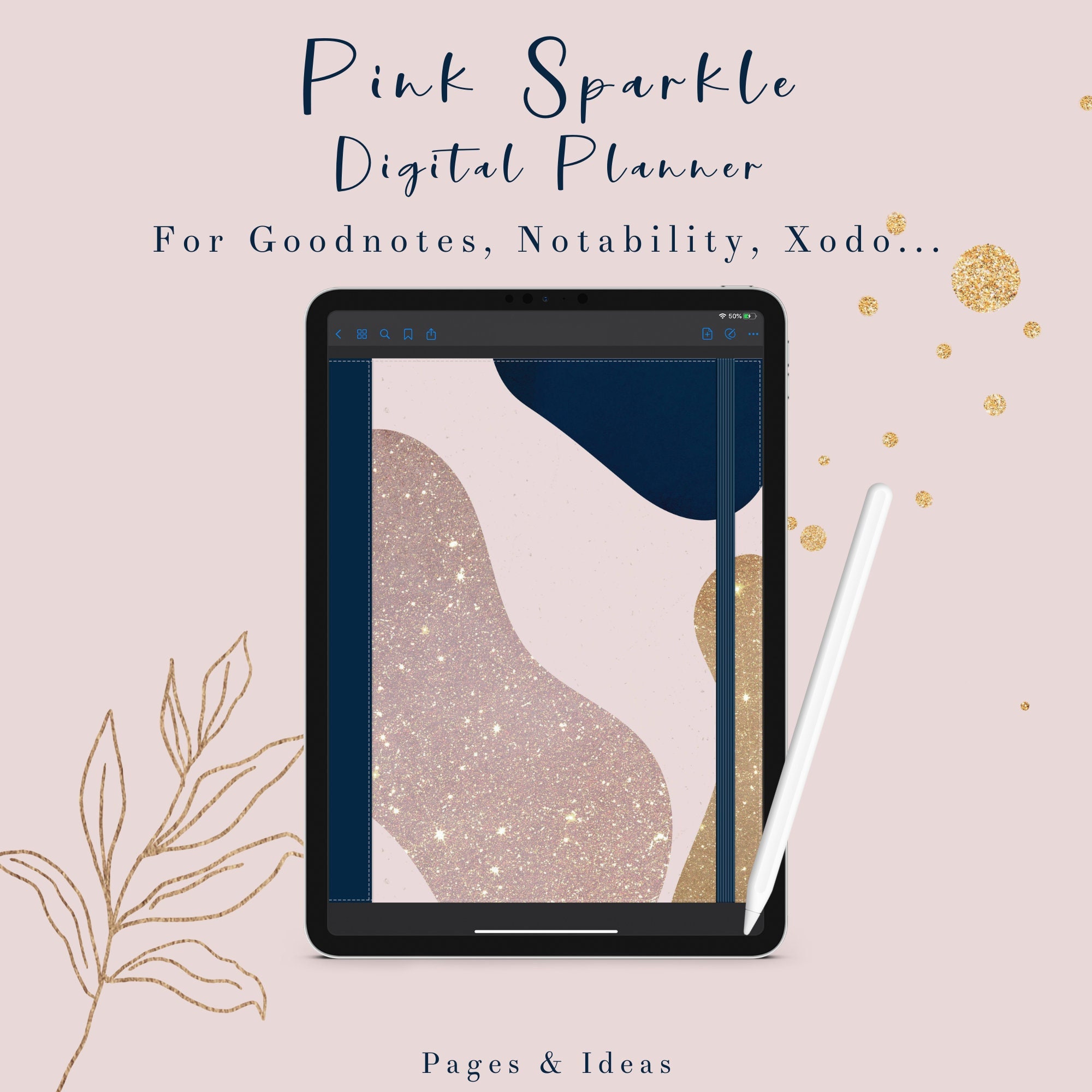 Pink Sparkle Digital Planner | Undated Planner | Goodnotes, Notability ...