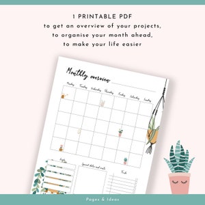 Undated Monthly Overview Calendar | Cute and Minimalist | Month at a ...
