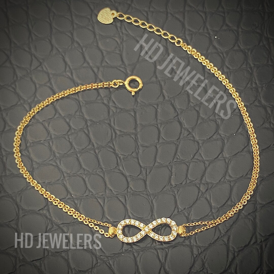 14K Solid Gold Infinity Sign Bracelet - Etsy