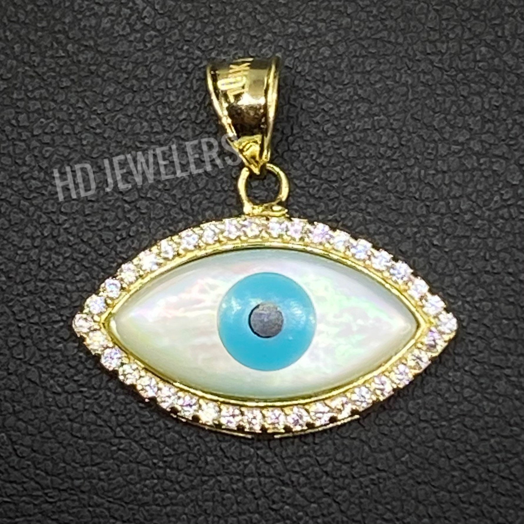 Solid 14K Gold Evil Eye Amulet Pendant - Etsy UK