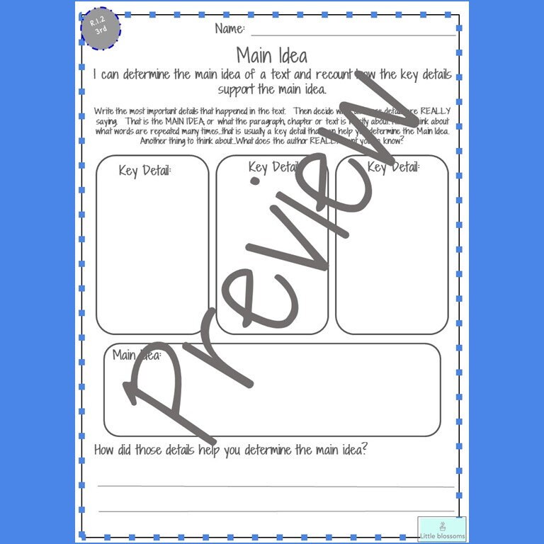 Reading Standard 2: Central Message/main Idea - Etsy