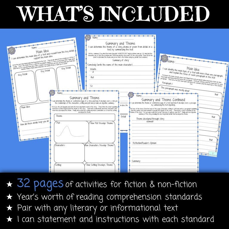 Reading Standard 2: Central Message/main Idea - Etsy