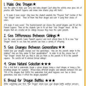 Dragon Genetics Game, Printable Resource for Homeschool, INSTANT ...