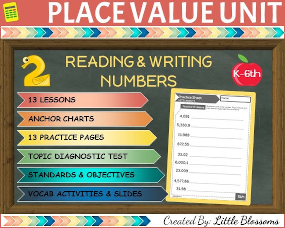 READING and WRITING NUMBERS: Quizzes, Lessons, Practice & Vocabulary - Etsy