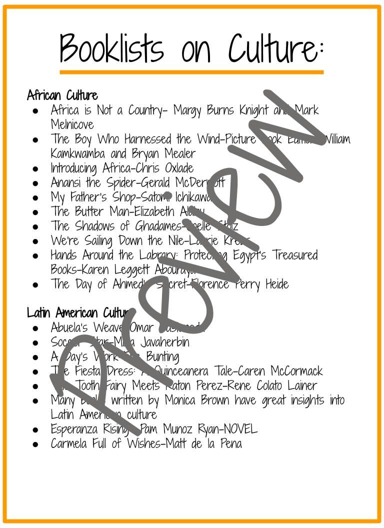 Thematic Unit: Cultures Around the World **home-based Learning ...