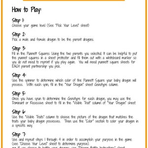 Dragon Genetics Game, Printable Resource for Homeschool, INSTANT ...