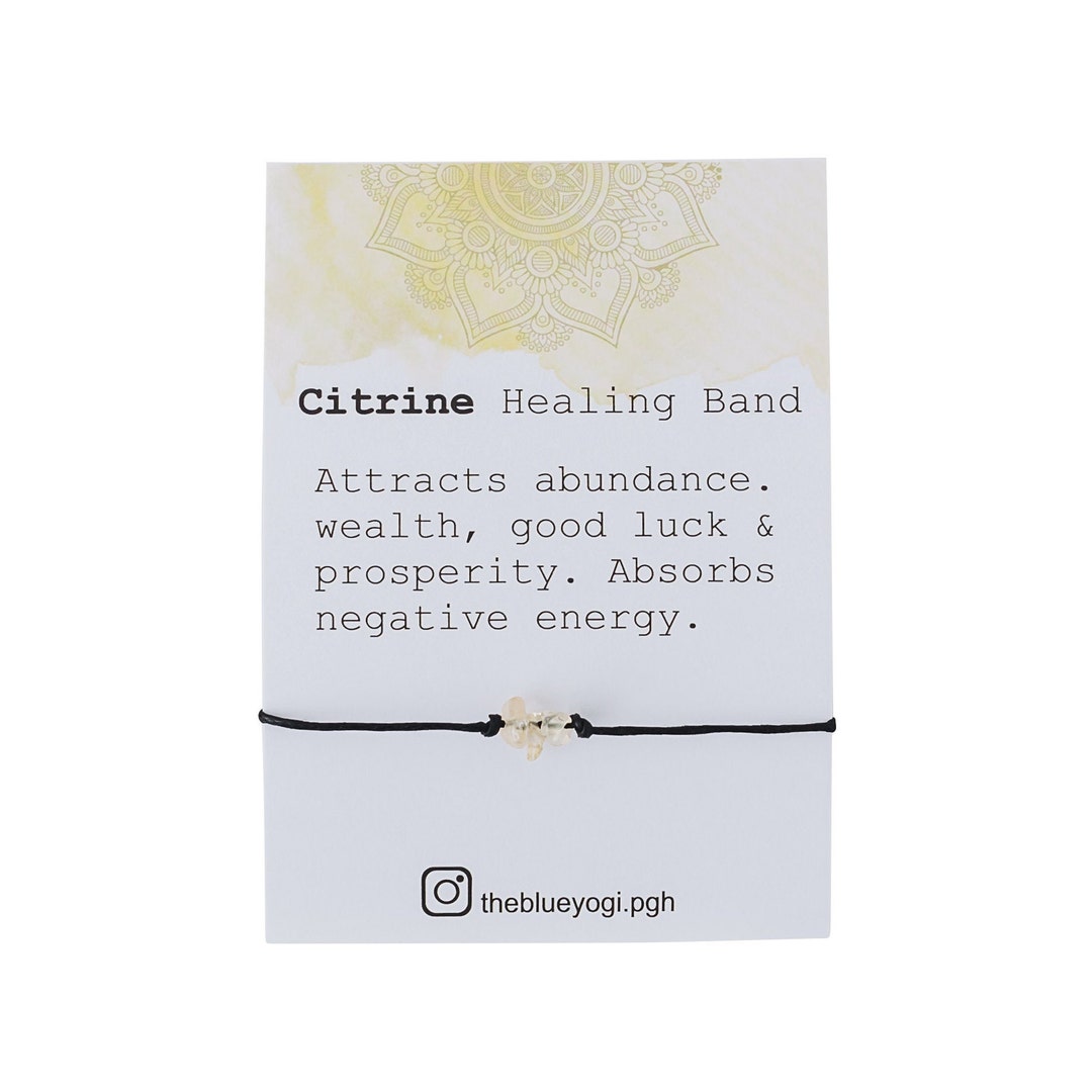 Raw Citrine Gemstone Healing Band With an Affirmation - Casual, Boho ...