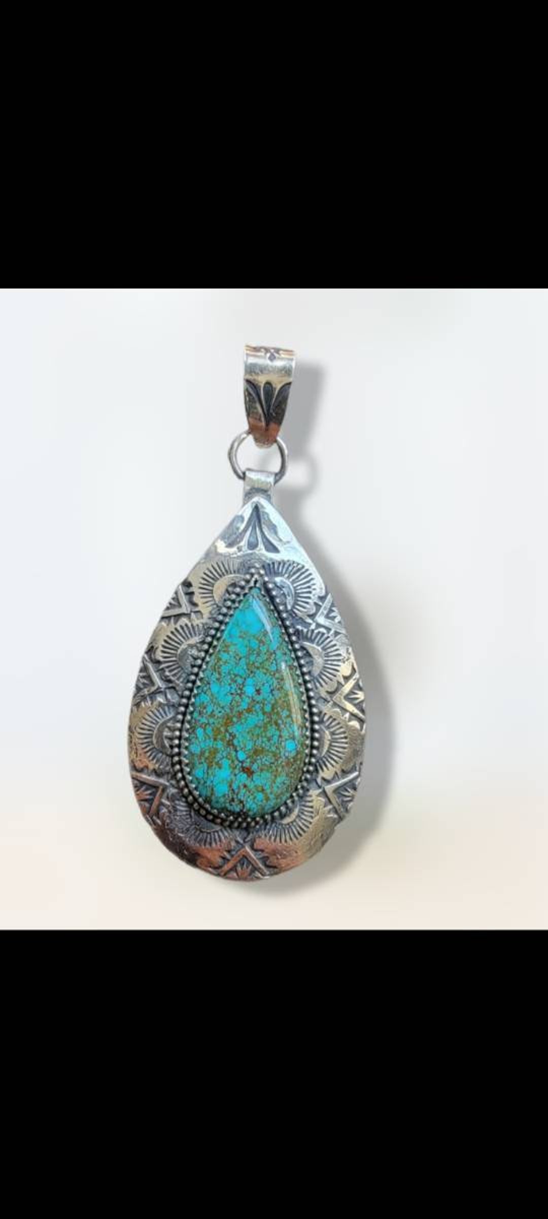 Spiderweb Bisbee Turquoise Pendant - Etsy