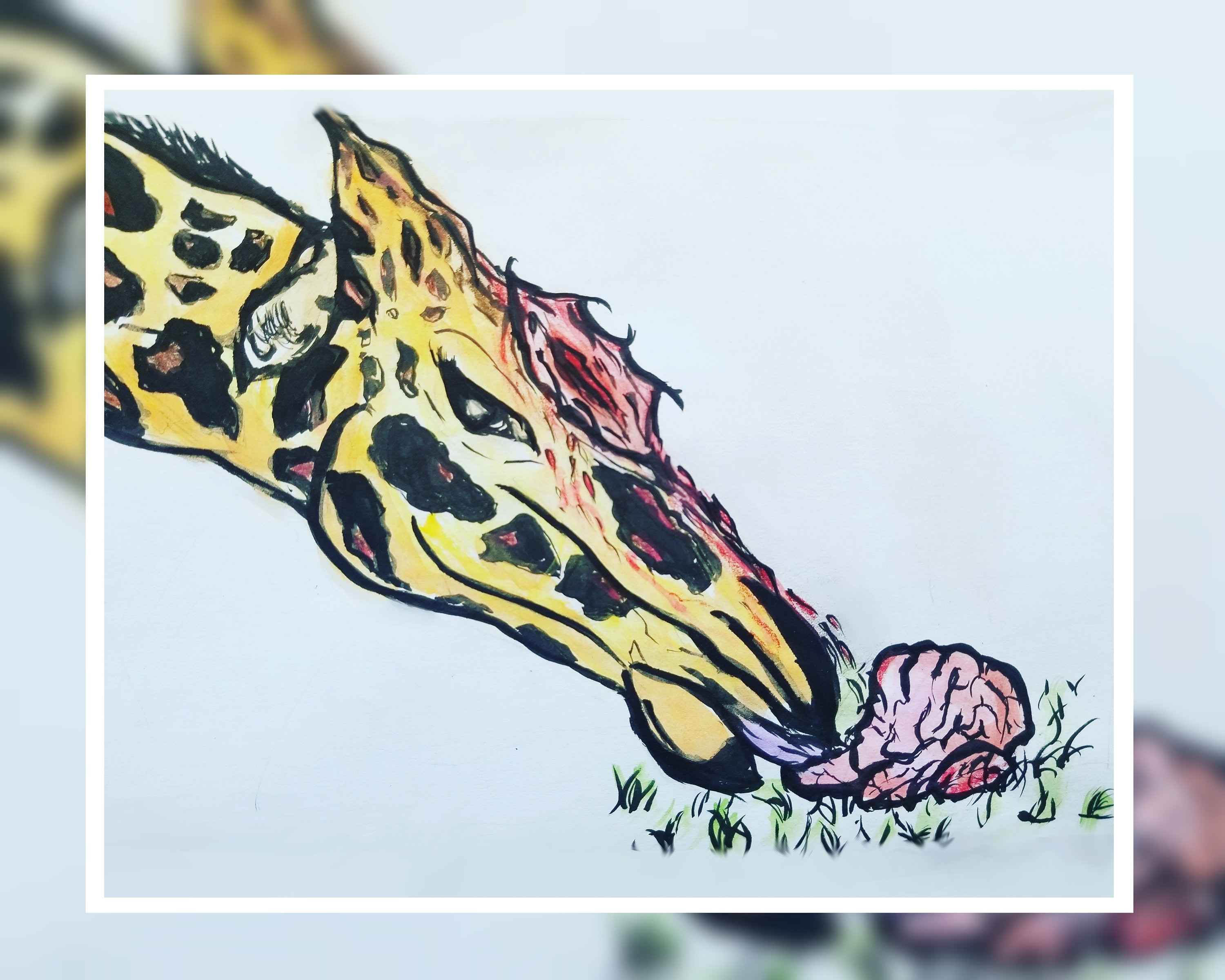 Giraffe mindless Horror Art Print / Creepy Animal Art Print / 8 X 10 ...