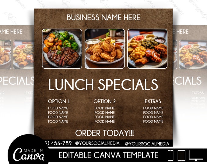 Printable Food Menu Flyer Template Editable Food Menu Template Food ...