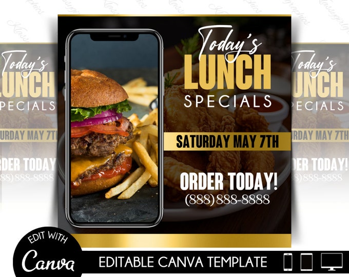 Printable Food Menu Flyer Template Editable Food Menu Template Food ...