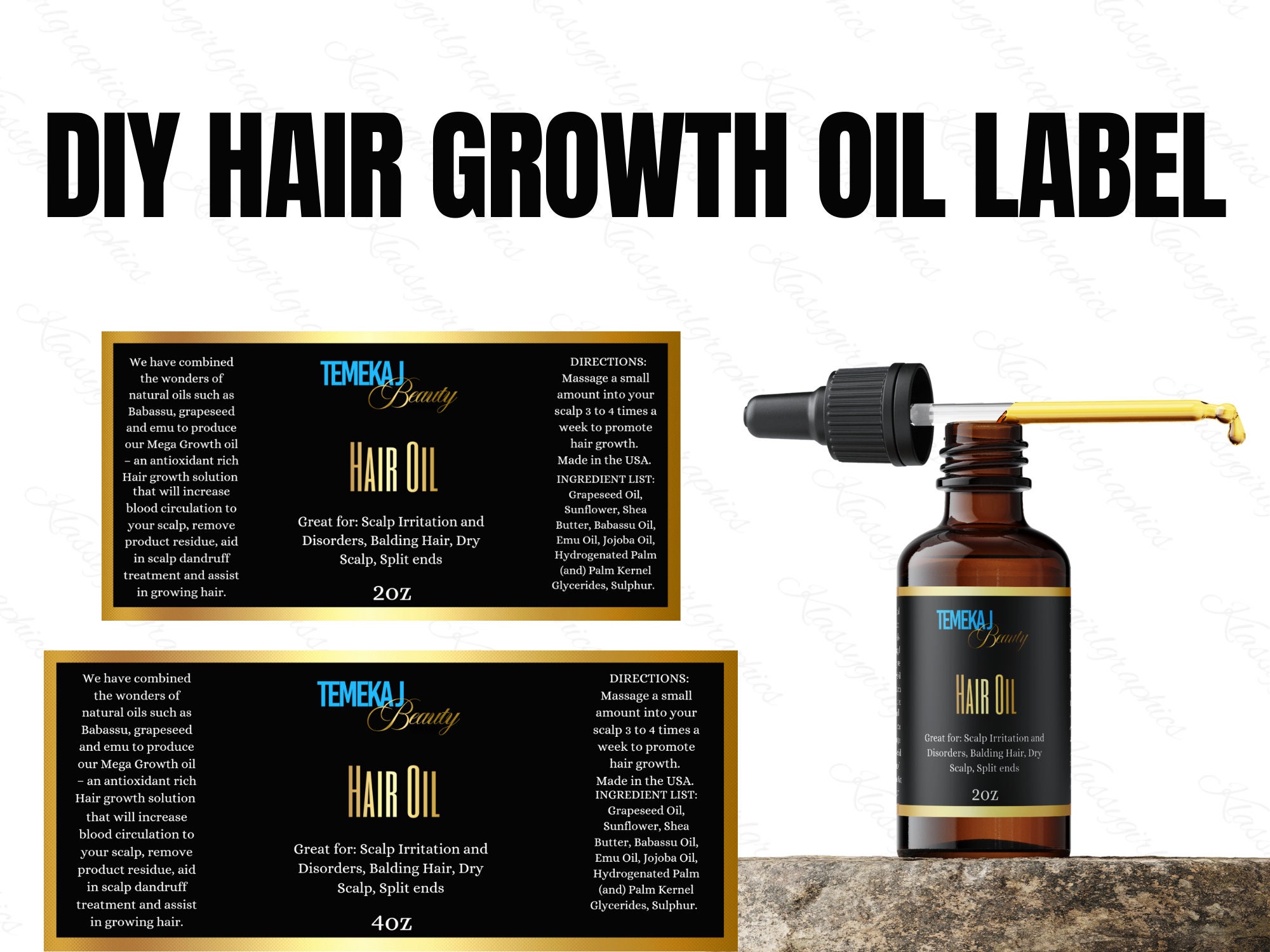 Hair Oil Bottle Label Hair Growth Oil Template Oil Label Design Hair ...