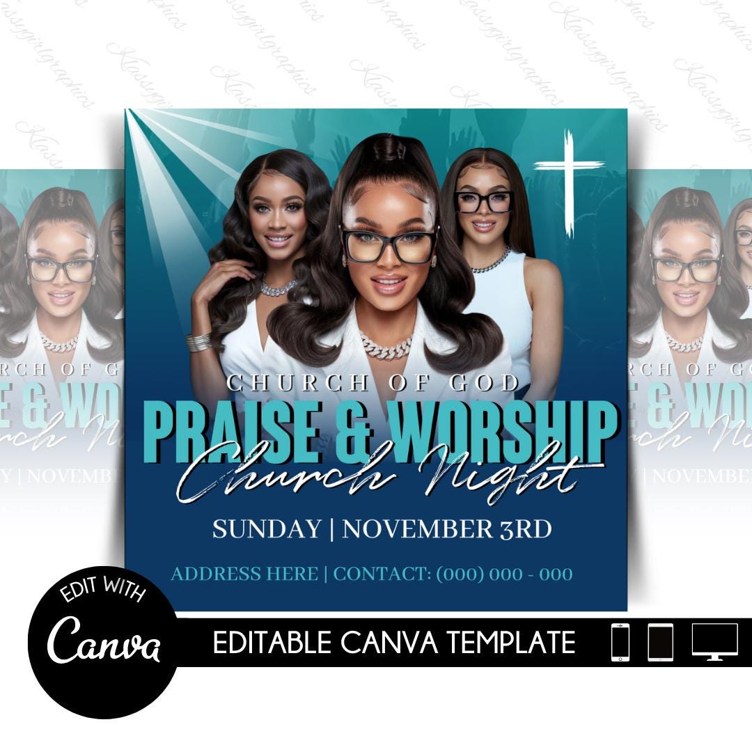Church Praise and Worship Flyer Sunday Service Template Service ...