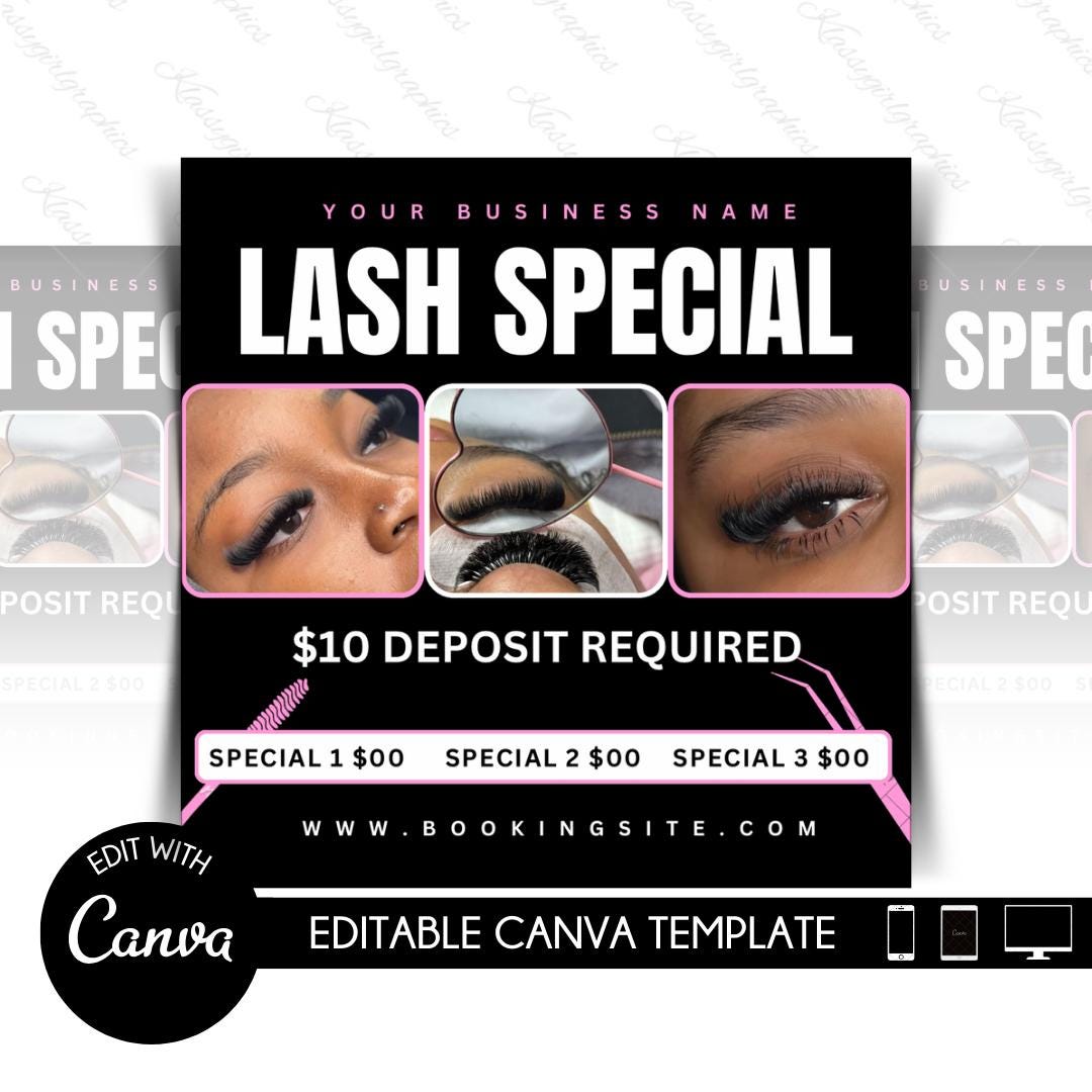 Lash Special Flyer | Lash Extensions Promo Template | Canva Editable ...