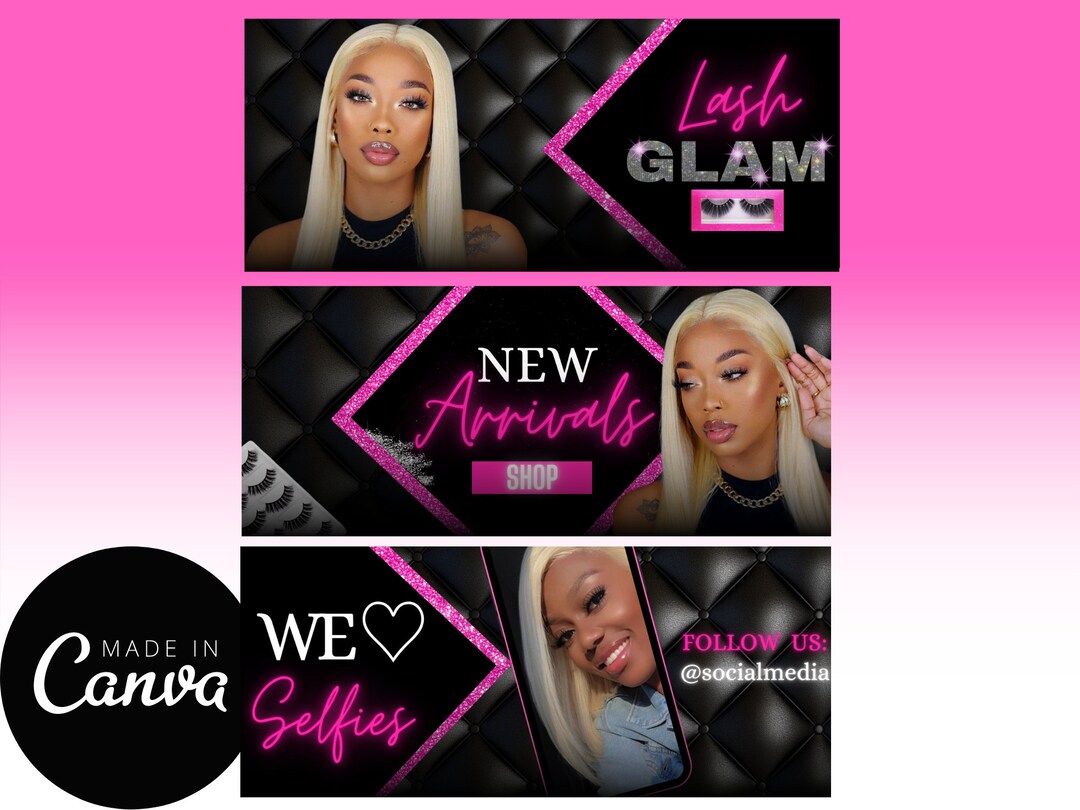 DIY WEB BANNERS, Pink Glam Web Banners, Template Website Banner Set ...