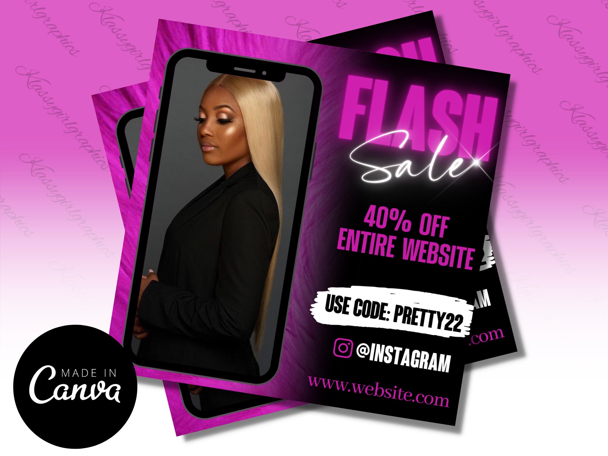 Flash Sale Flyer Hair Sale Flyer Template DIY Flyer Design Social Media ...