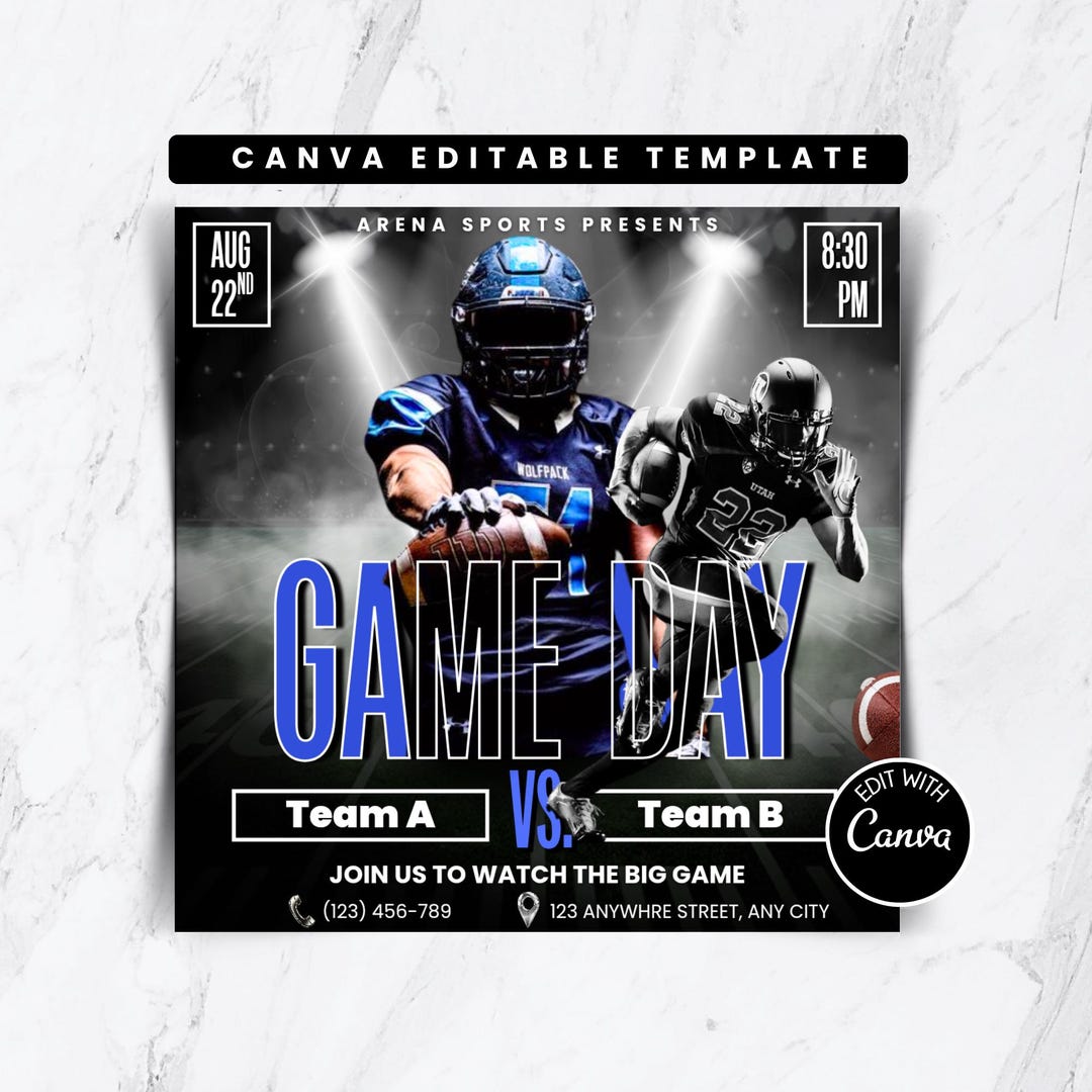 Game Day Football Flyer Template | Sports Events & Parties - Etsy
