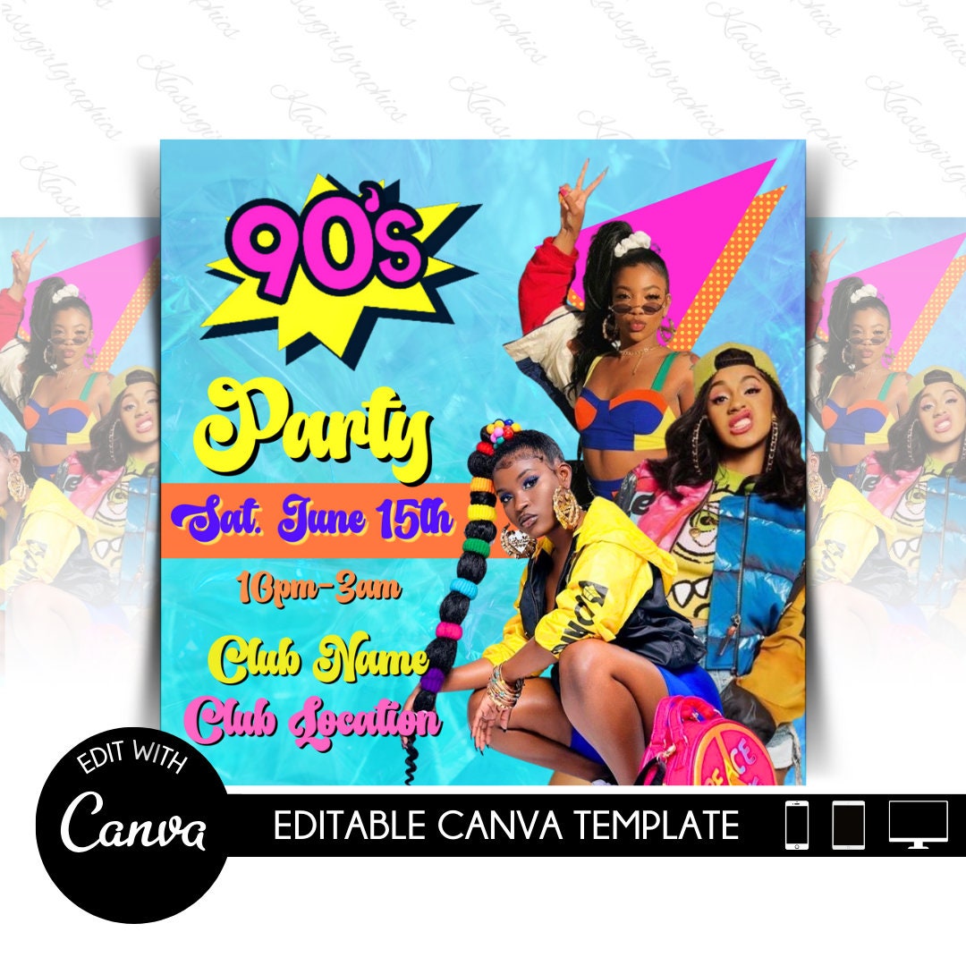 90s Birthday Invitation, 90s Birthday Party, 90s Birthday Invite, 90s ...