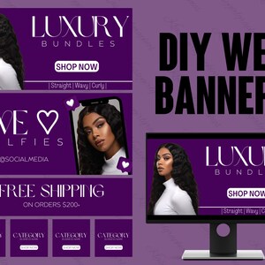 DIY WEB BANNERS Glam Web Banners Template Website Banner Set Hair ...