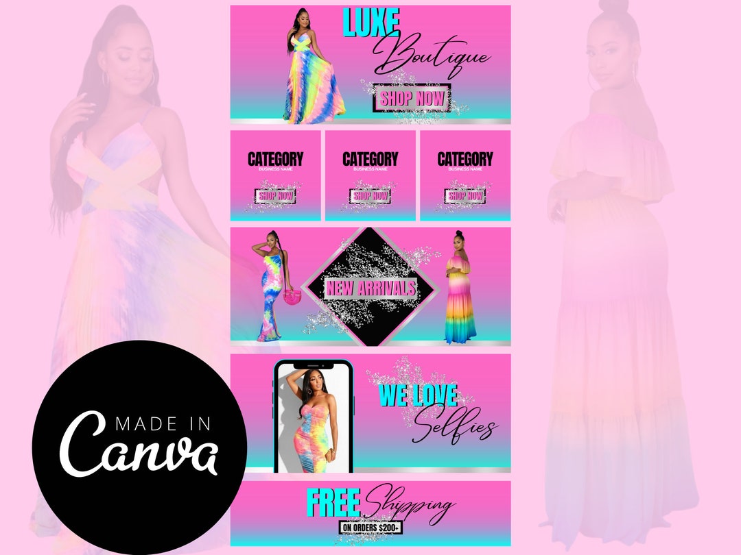 DIY WEB BANNERS, Pink Glam Web Banners, Template Website Banner Set ...