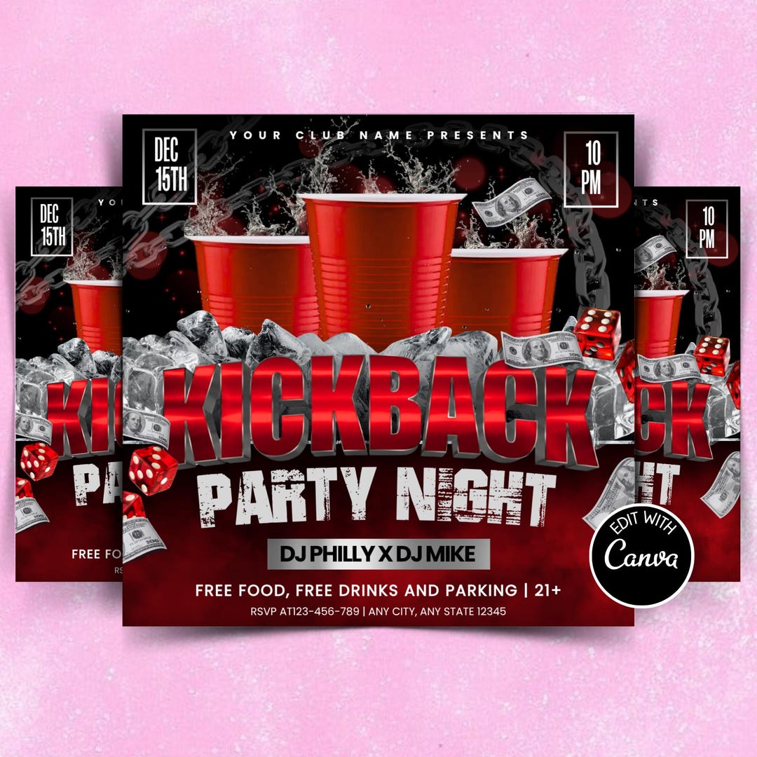 Kickback Party Flyer Template - Etsy
