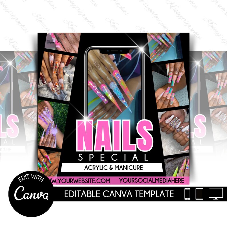 DIY Nail Booking Flyer Nail Flyer Nail Tech Flyer Nail Appointments ...