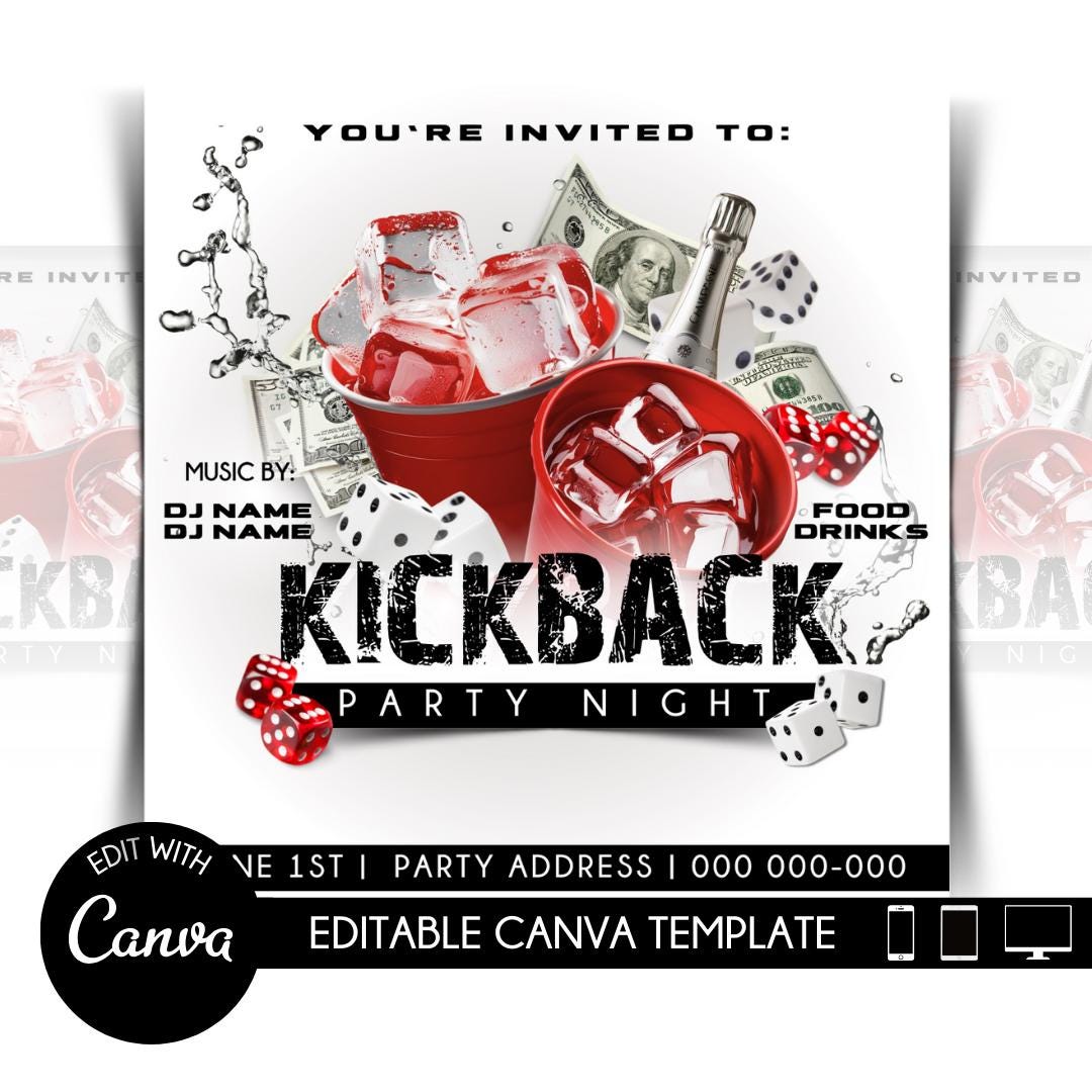 Kickback Party Flyer | Canva Template | Night Vibes Event Flyer | Chill ...