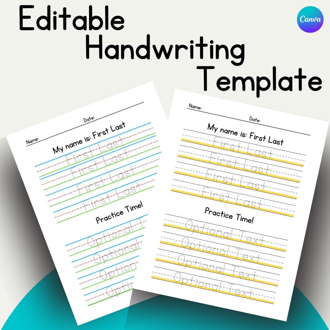 Editable Name Handwriting Template With Accommodations - *digital ...