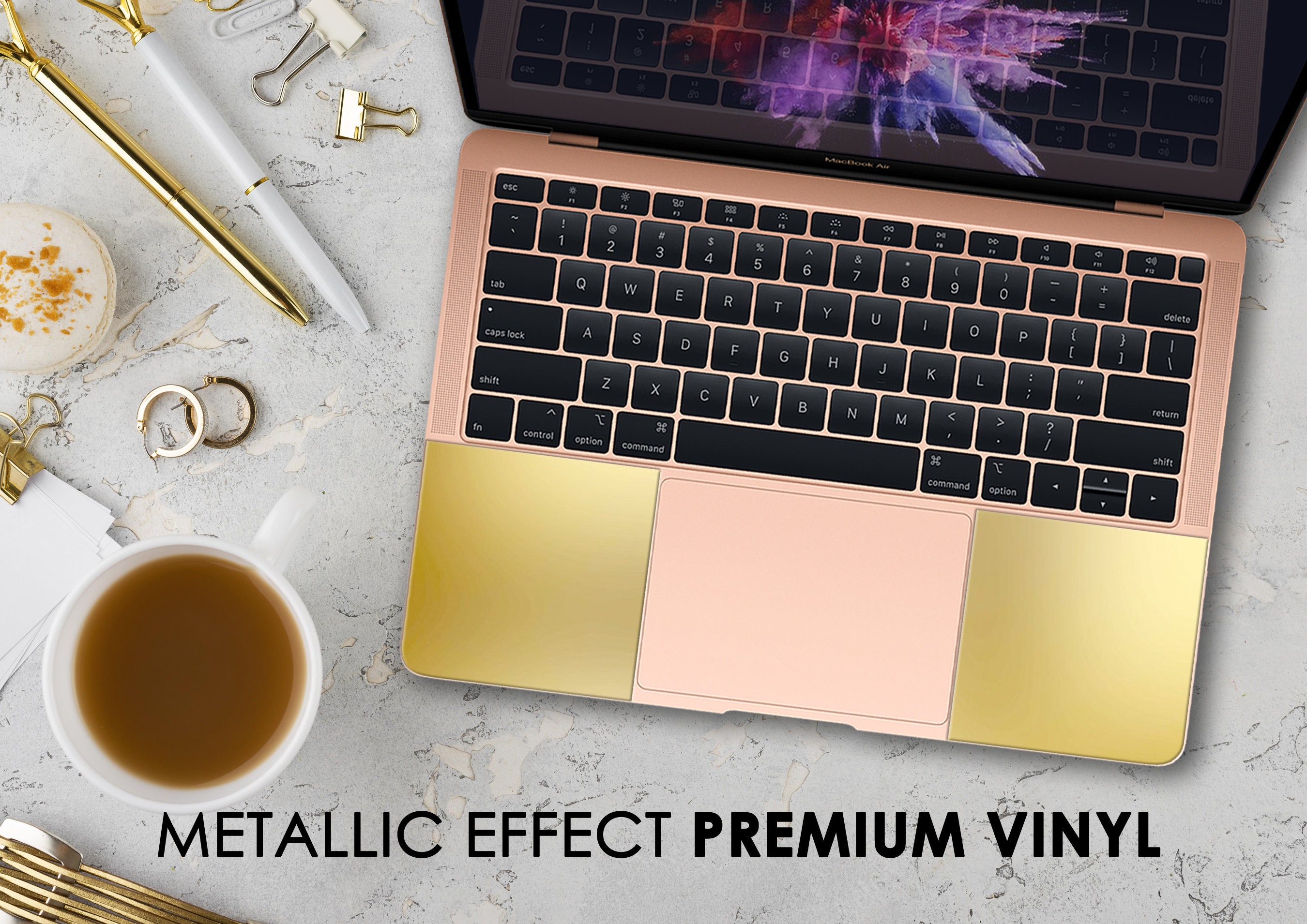 Flowers Decal Gold Premium Vinyl Skins Silver Vinyl Initials | Etsy